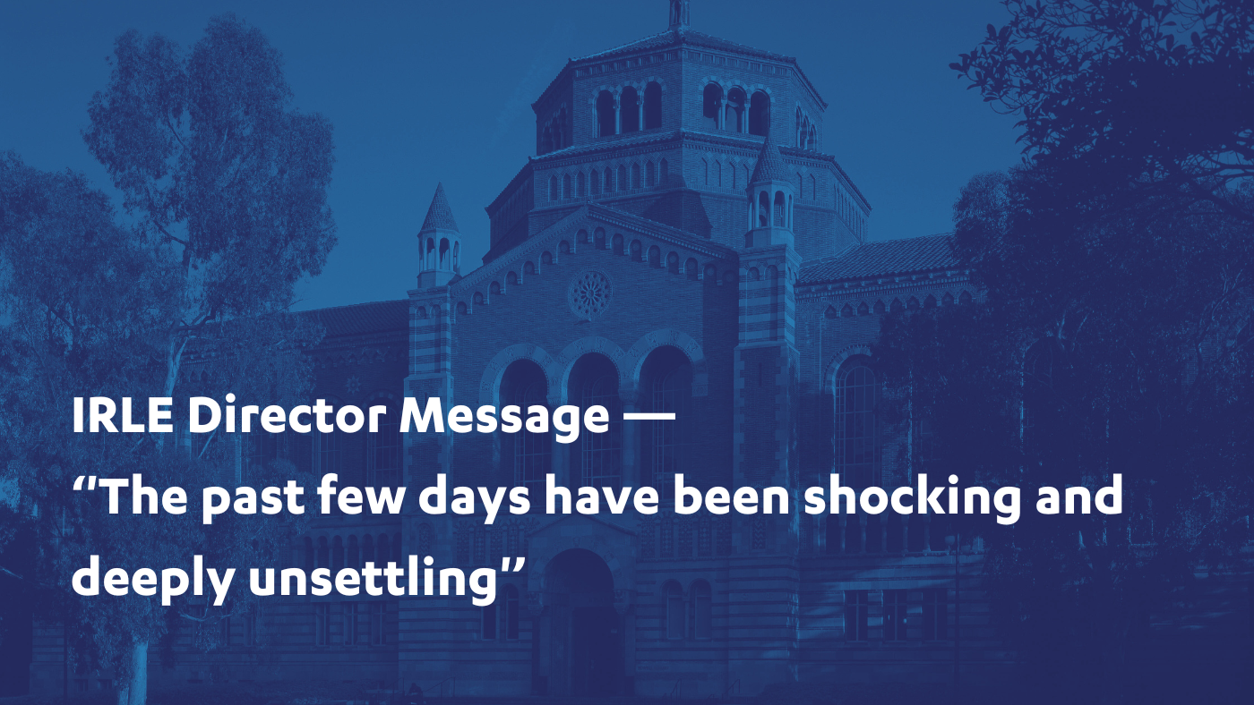 Message from IRLE Director and Labor Studies Chair on the recent ...